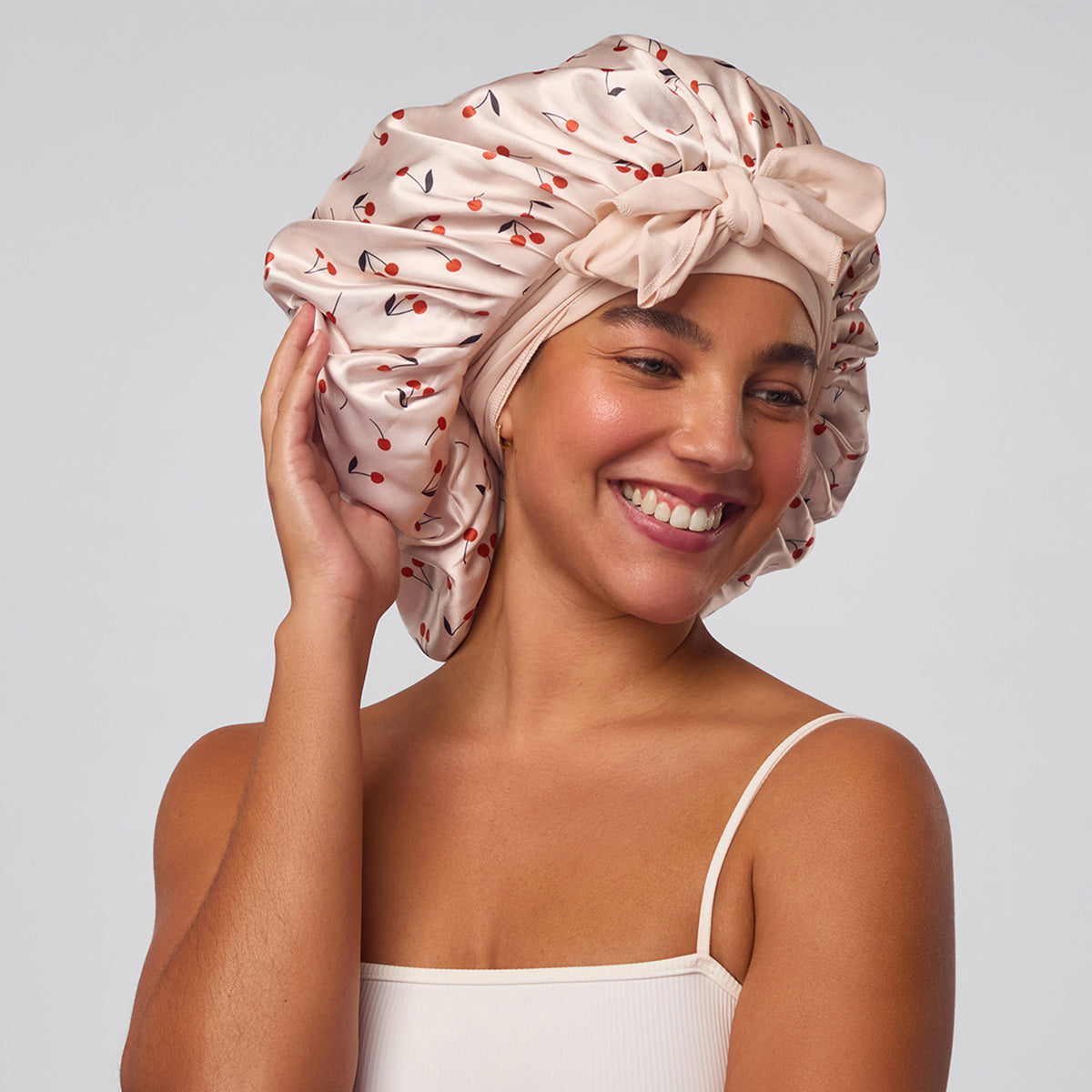 Cherry Print Oversized Satin Bonnet – KITSCH