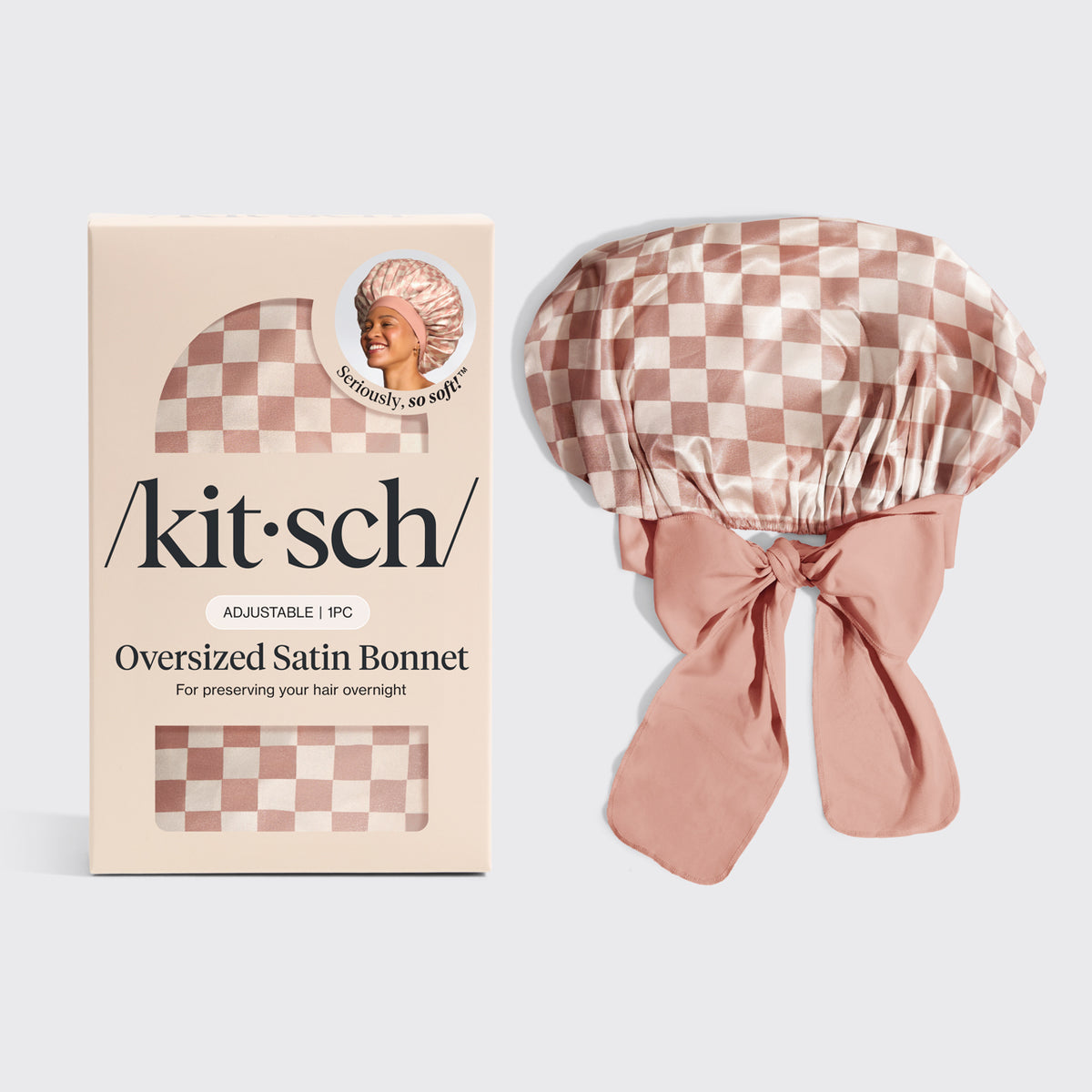 Terracotta Checker Oversized Satin Bonnet – KITSCH