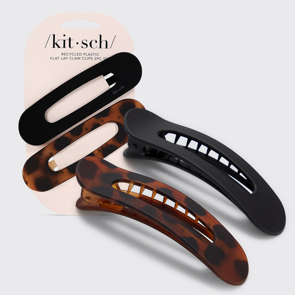 Black & Tort Flat Lay Claw Clips 2pc Set – KITSCH