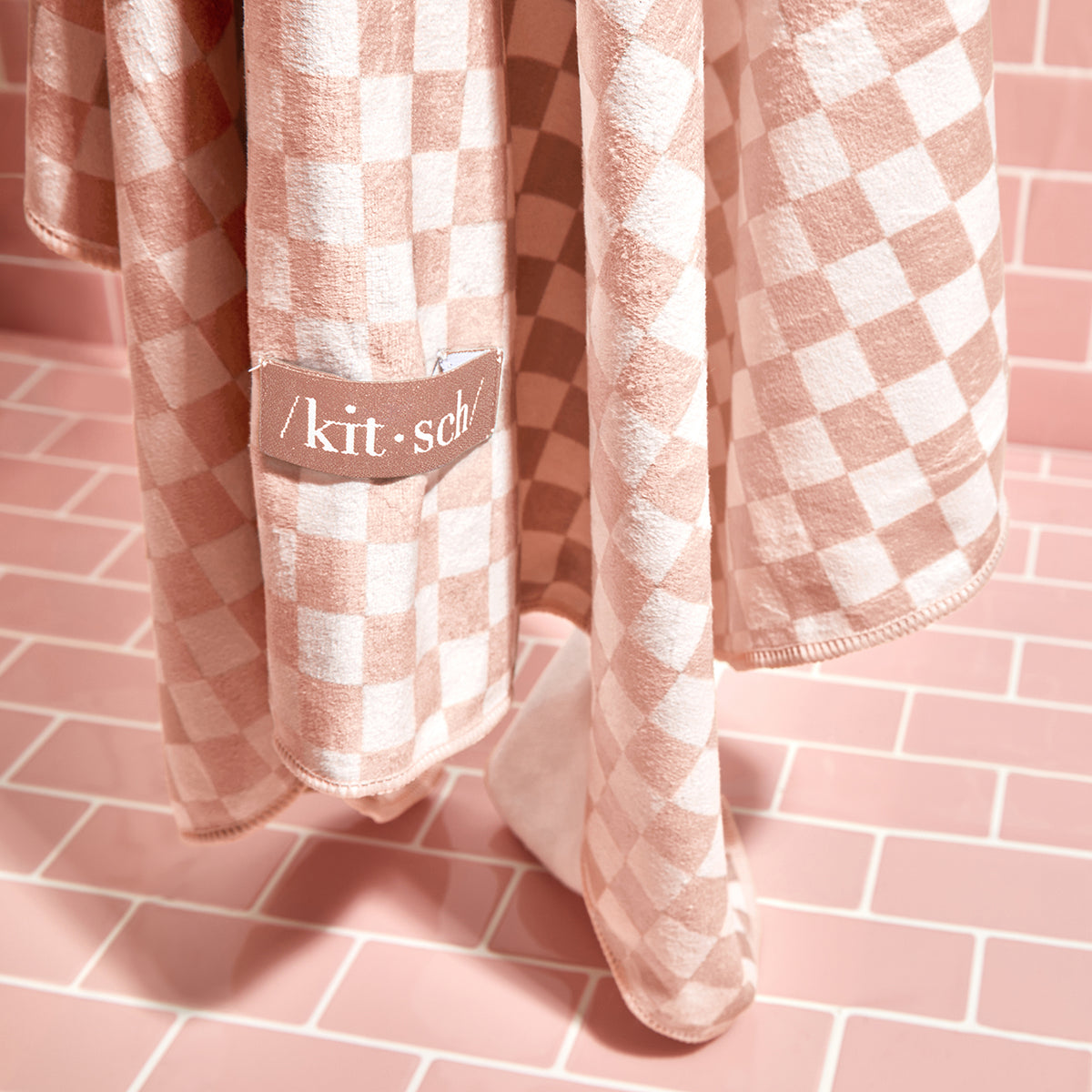 Terracotta Checker XL Hair Towel Wrap – KITSCH
