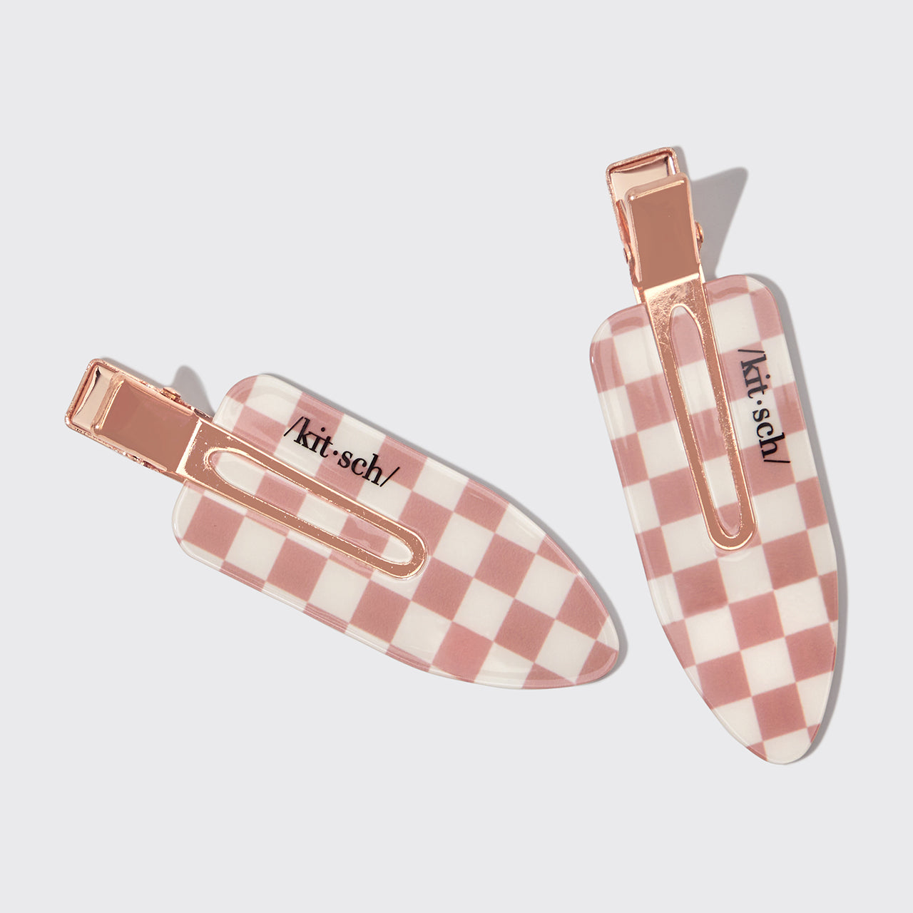 Recycled Plastic XL Creaseless Clips 2pc Set - Terracotta Checker – KITSCH