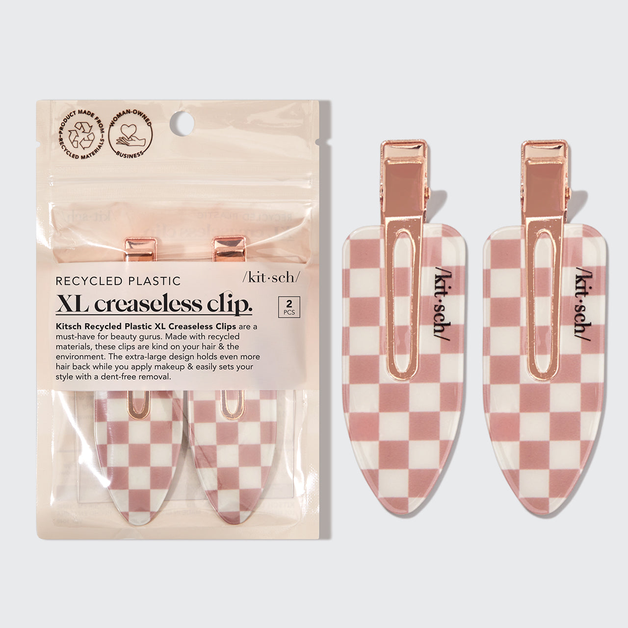 XL Creaseless Clips 2pc Set - Terracotta Checker – KITSCH