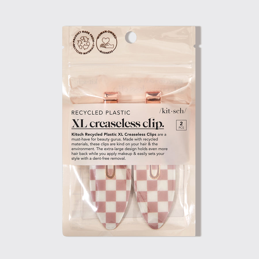 Recycled Plastic XL Creaseless Clips 2pc Set - Terracotta Checker – KITSCH