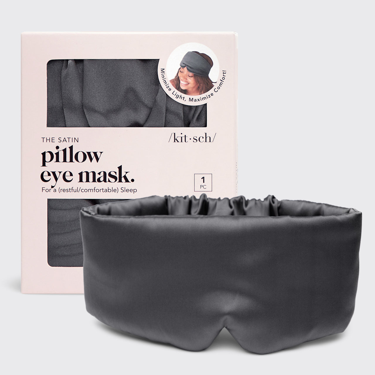 Charcoal Satin Pillow Eye Mask – KITSCH