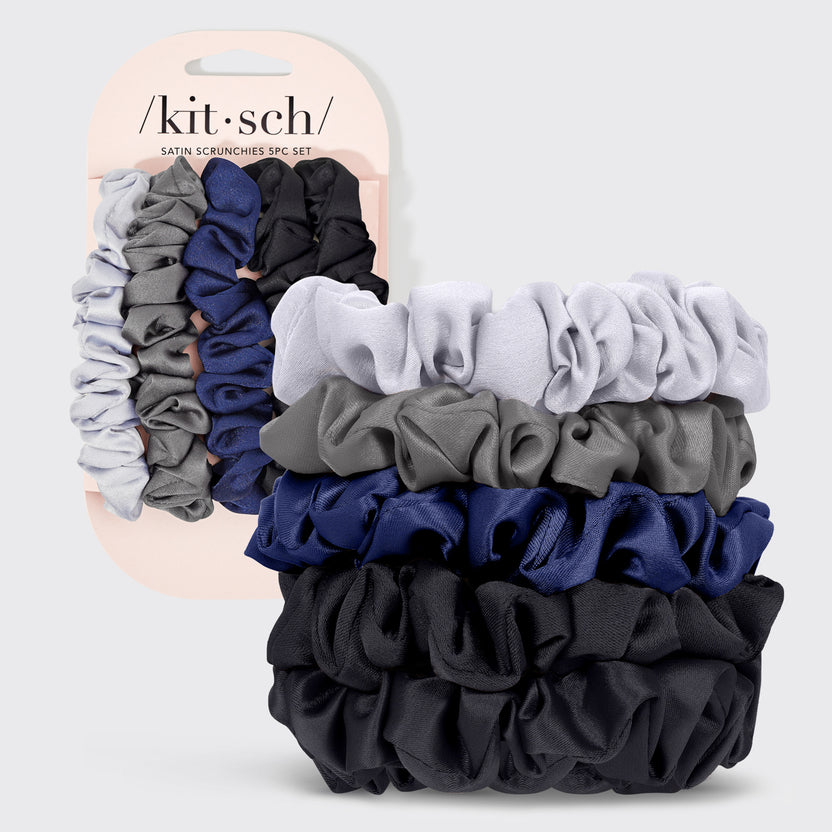 Satin Petite Scrunchies 5pc Set - Midnight – KITSCH
