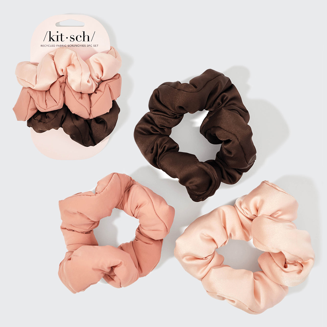 Recycled Fabric Cloud Scrunchies 3pc Set - Rosewood – KITSCH
