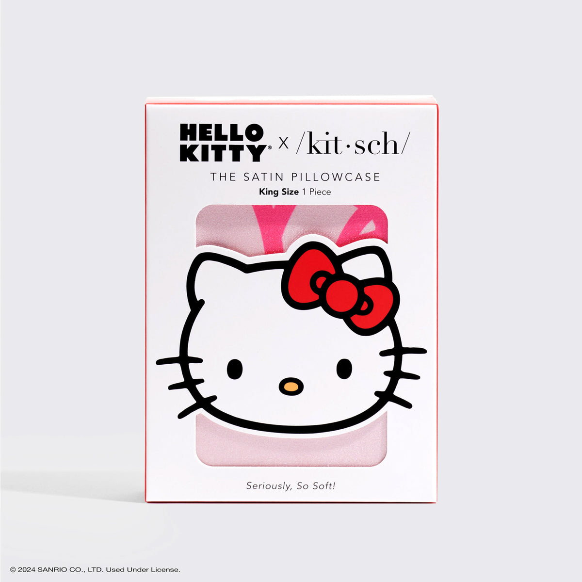 Kitsch X Hello Kitty Satin Pillowcase In Pink Hello Kitty Faces King Kitsch