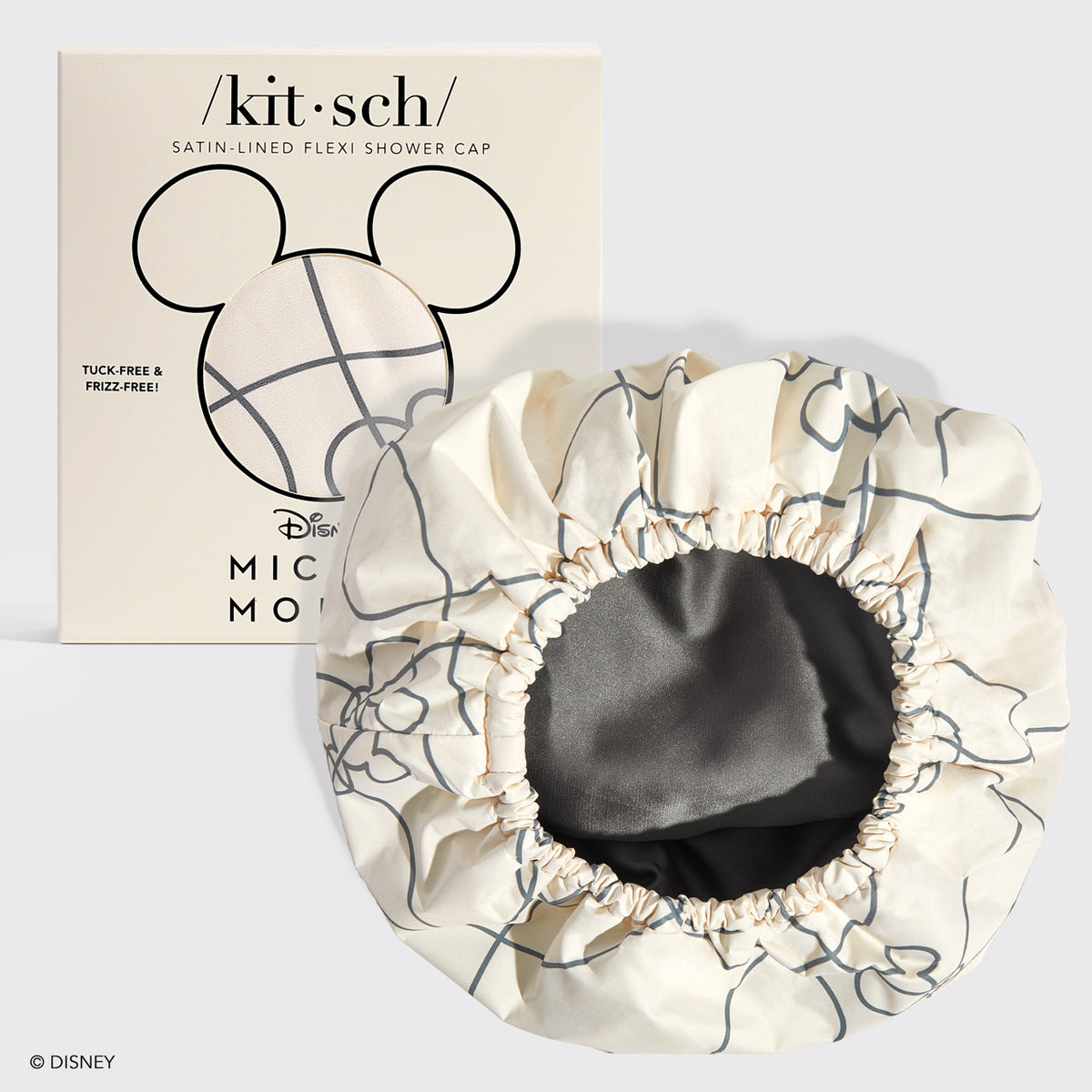 Kitsch x Mickey and Minnie Satin Flexi Shower Cap in Mickey Maze – KITSCH
