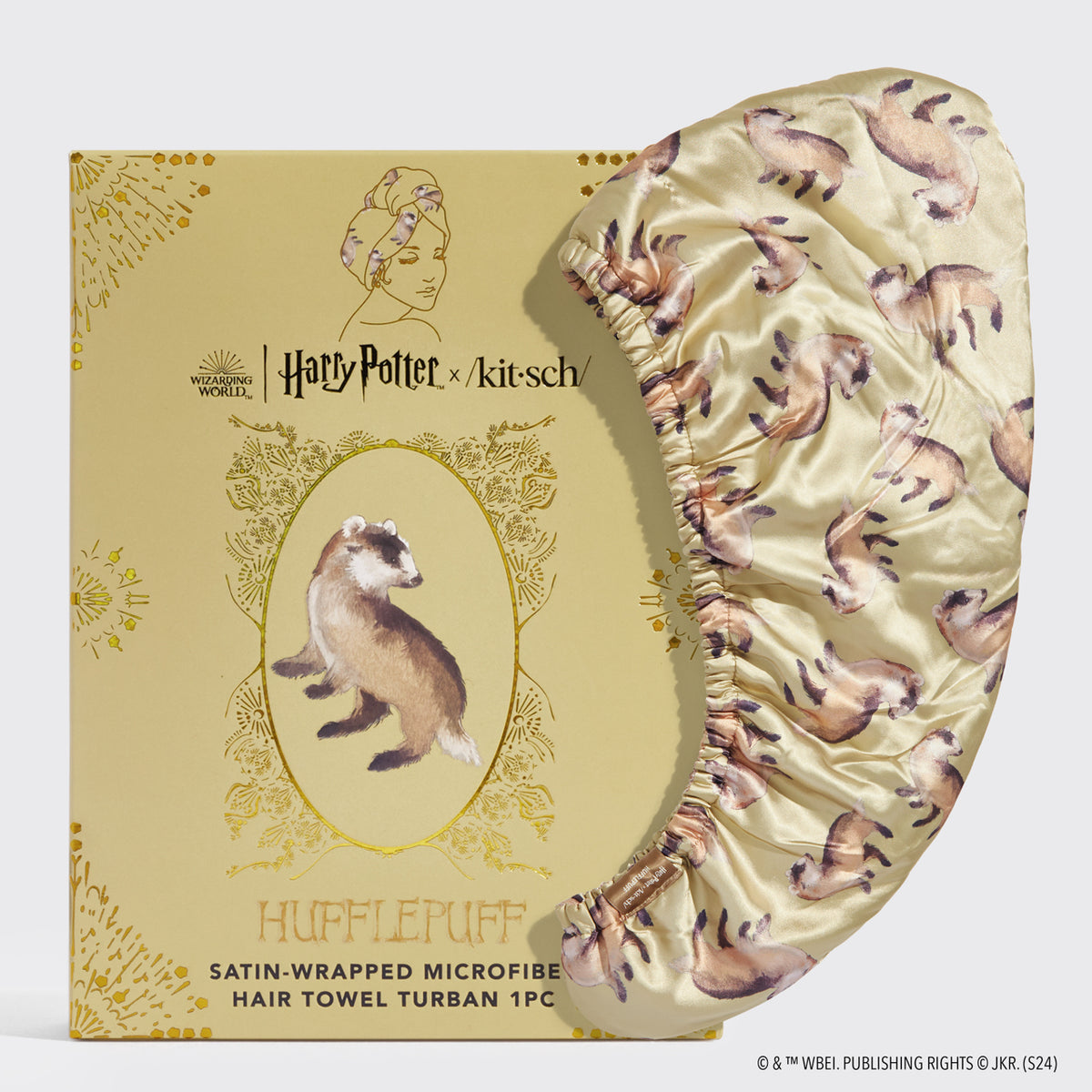 Kitsch x Harry Potter Satin Wrapped Hair Towel in Hufflepuff – KITSCH