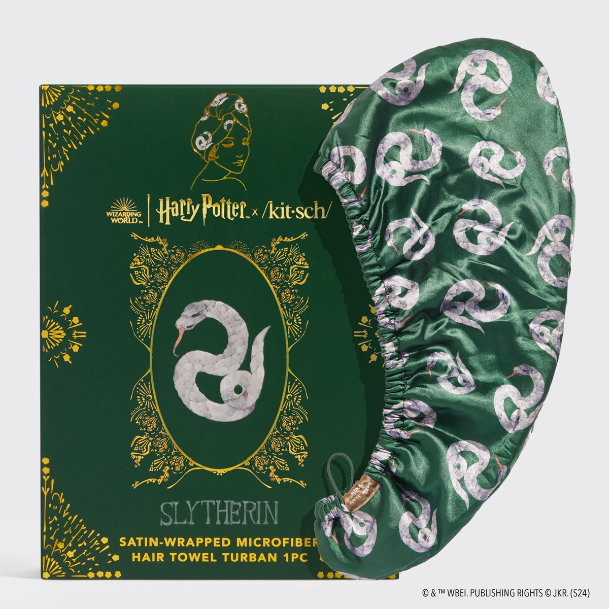 Kitsch x Harry Potter Satin Wrapped Hair Towel in Slytherin – KITSCH
