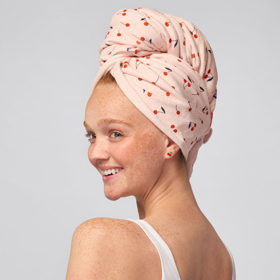 Cherry Print XL Hair Towel Wrap – KITSCH