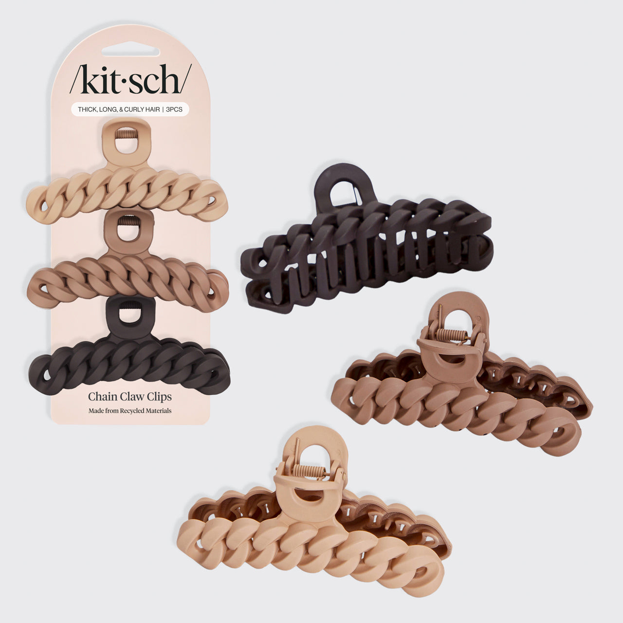Neutral Chain Claw Clips 3pc Set | KITSCH