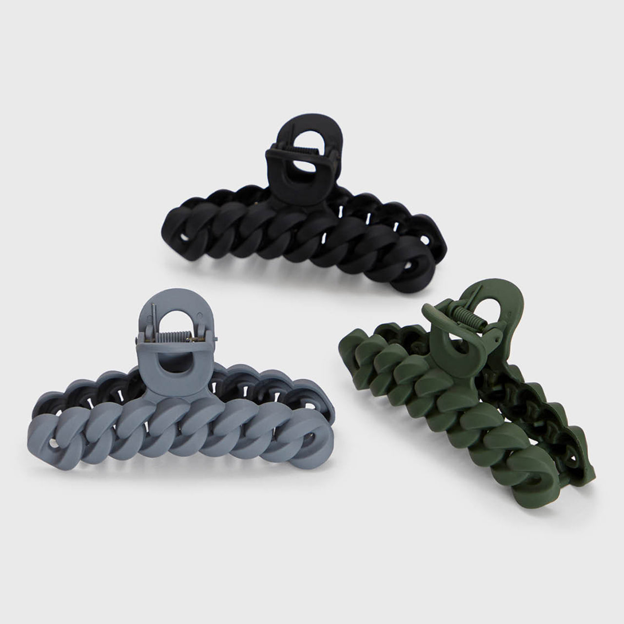 Eco-friendly Chain Claw Clip 3pc Set - Black Moss – KITSCH