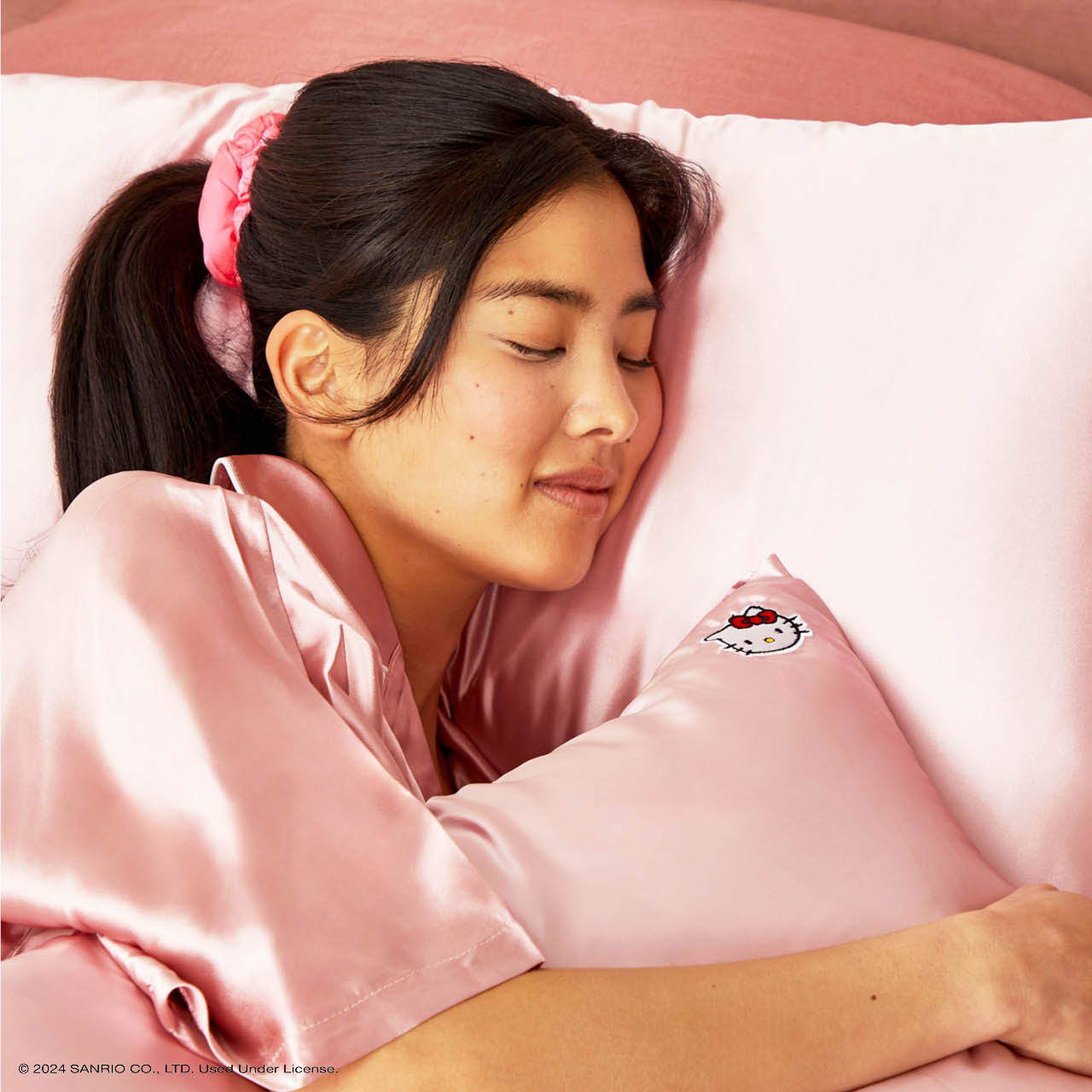 Kitsch X Hello Kitty Satin Pillowcase Pink Hello Kitty Face Kitsch