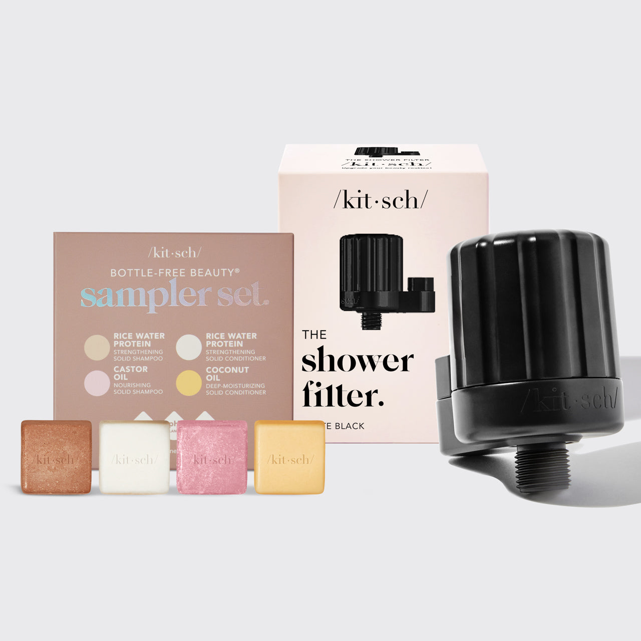Shower Filter + Shampoo & Conditioner 4pc Set - Black – KITSCH