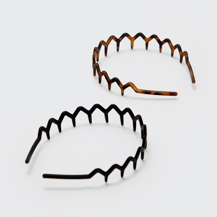 Zig Zag Headband 2pc Black And Tort Kitsch