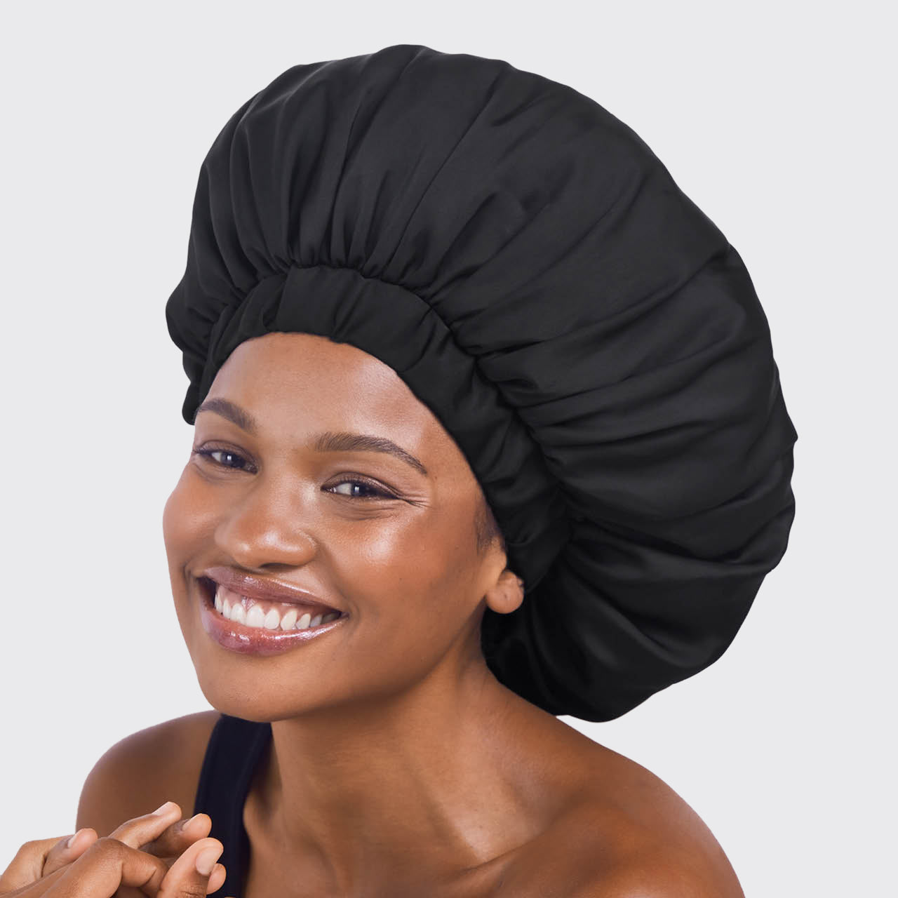 Satin Sleep XL Adjustable Bonnet - Black – KITSCH