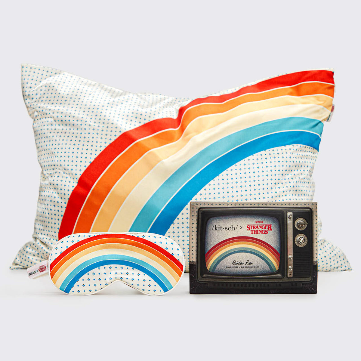 Stranger Things X Kitsch Rainbow Room Pillowcase + Eye Mask 2pc Set ...